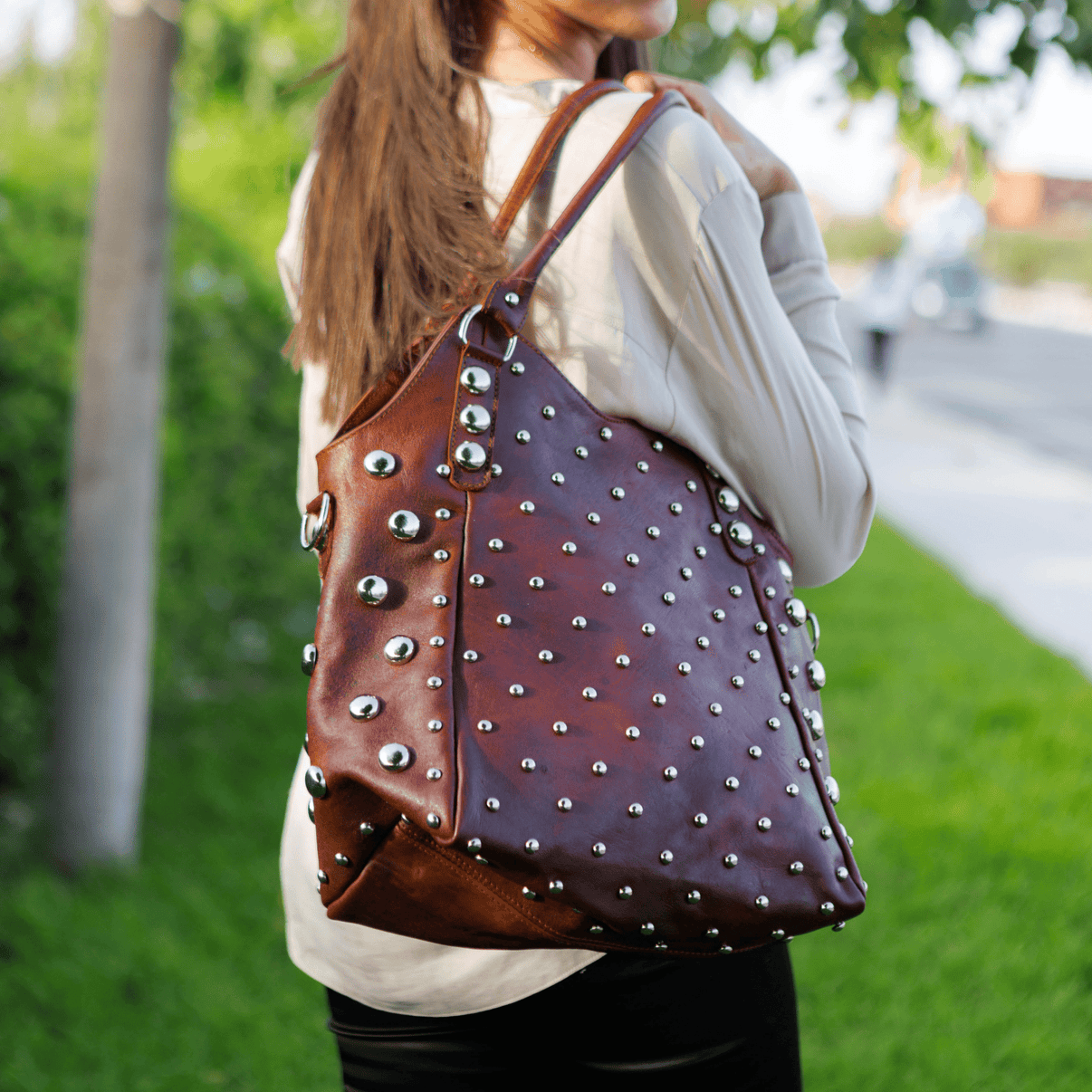 leather handbag with studs – Martleather